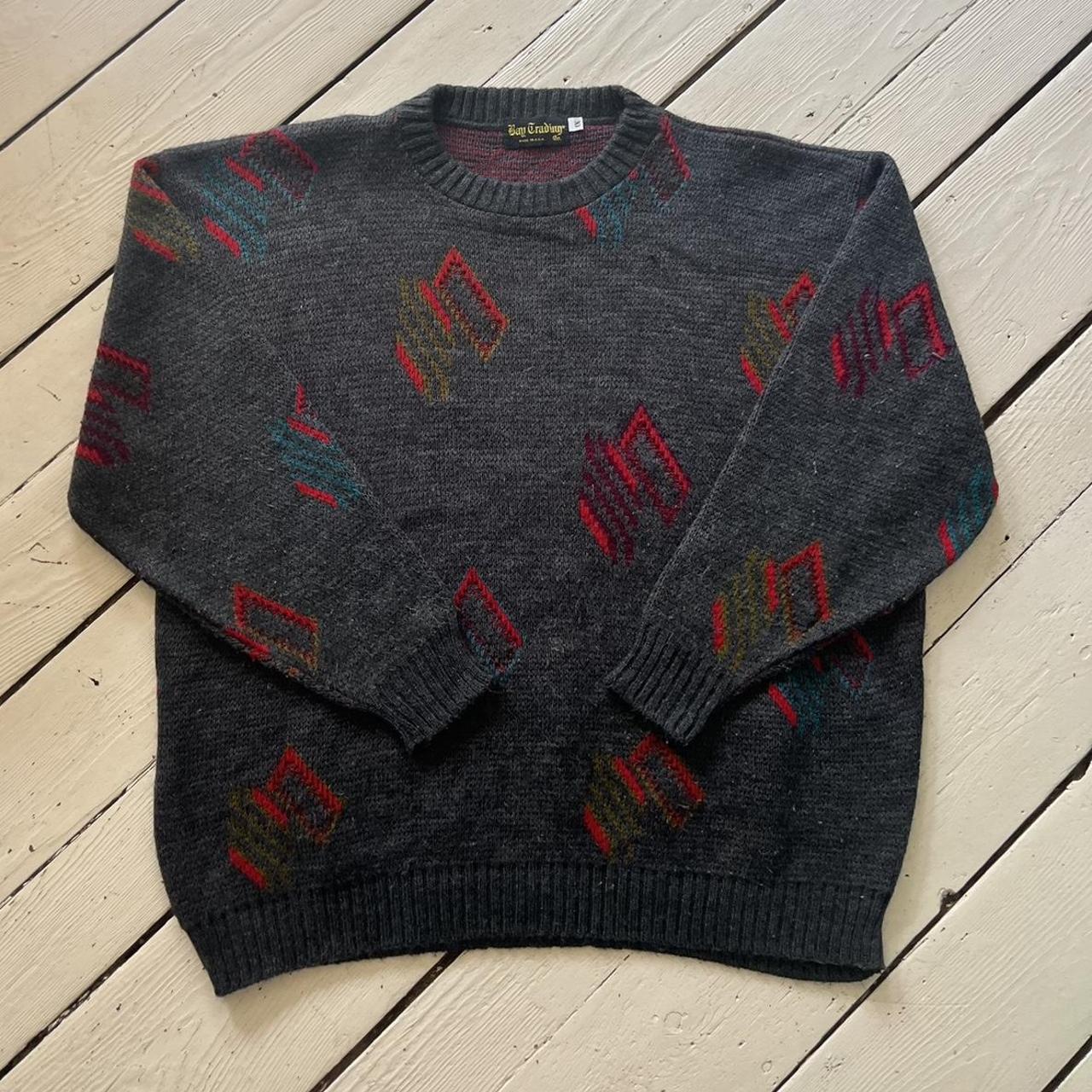 Vintage Bay Trading grey pattern sweater no major... - Depop
