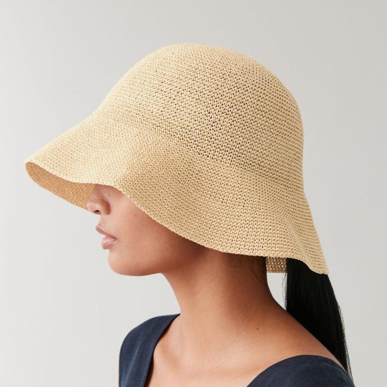 COS - CROCHET PAPER HAT Color: Beige Size: M/L A... - Depop