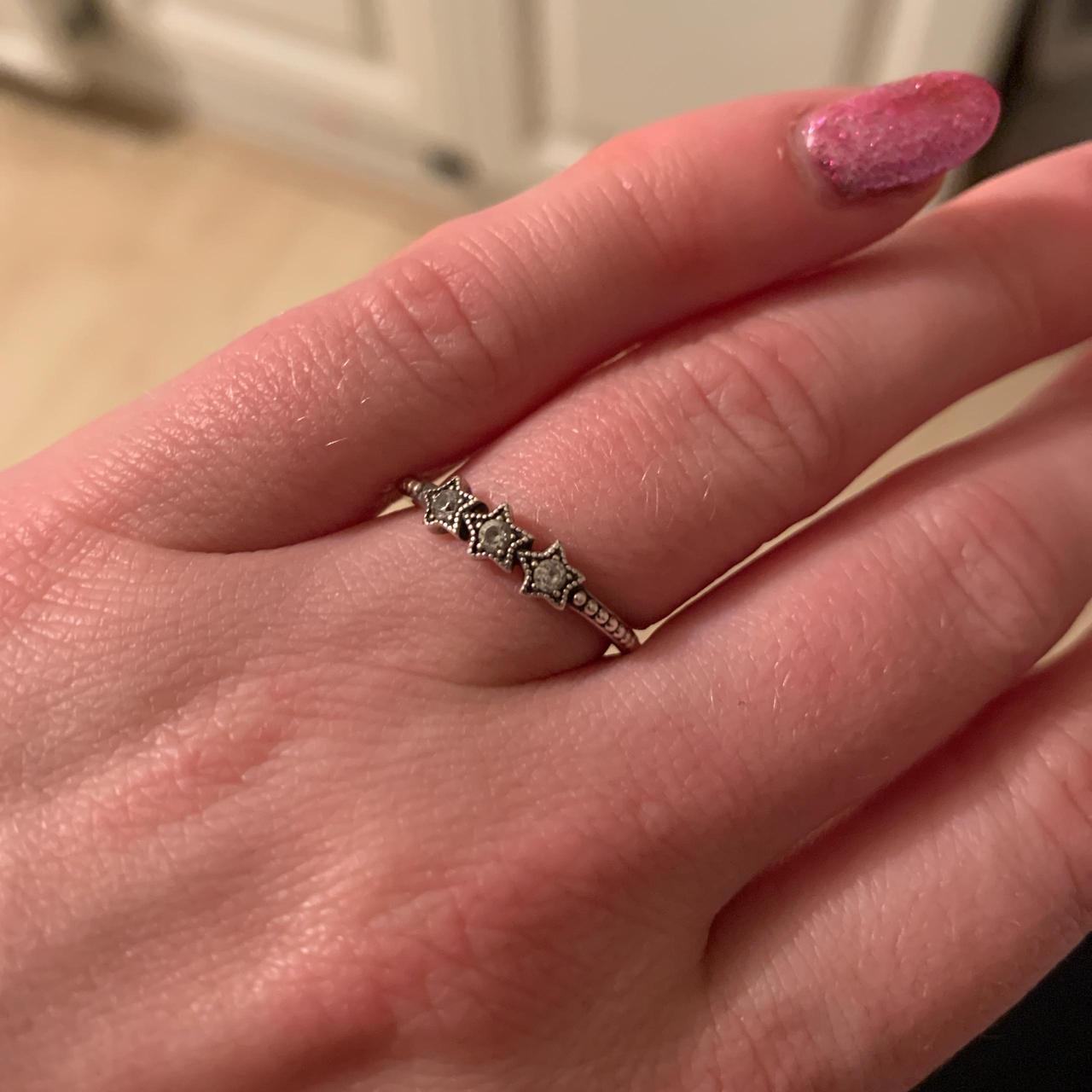 Pandora silver star ring Centre of stars is a... - Depop