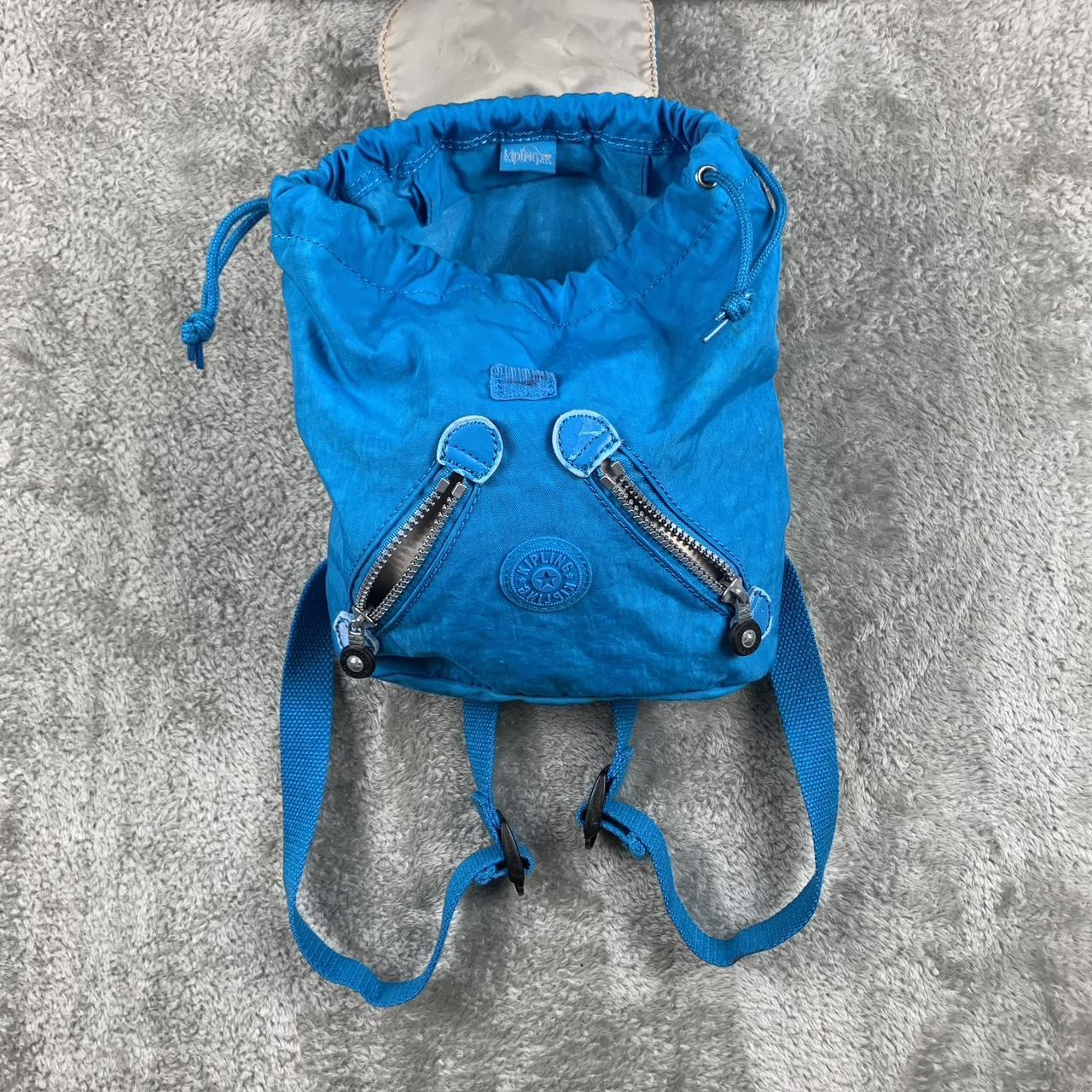 Mini Blue Kipling Backpack Bag Zippered Drawstring... - Depop