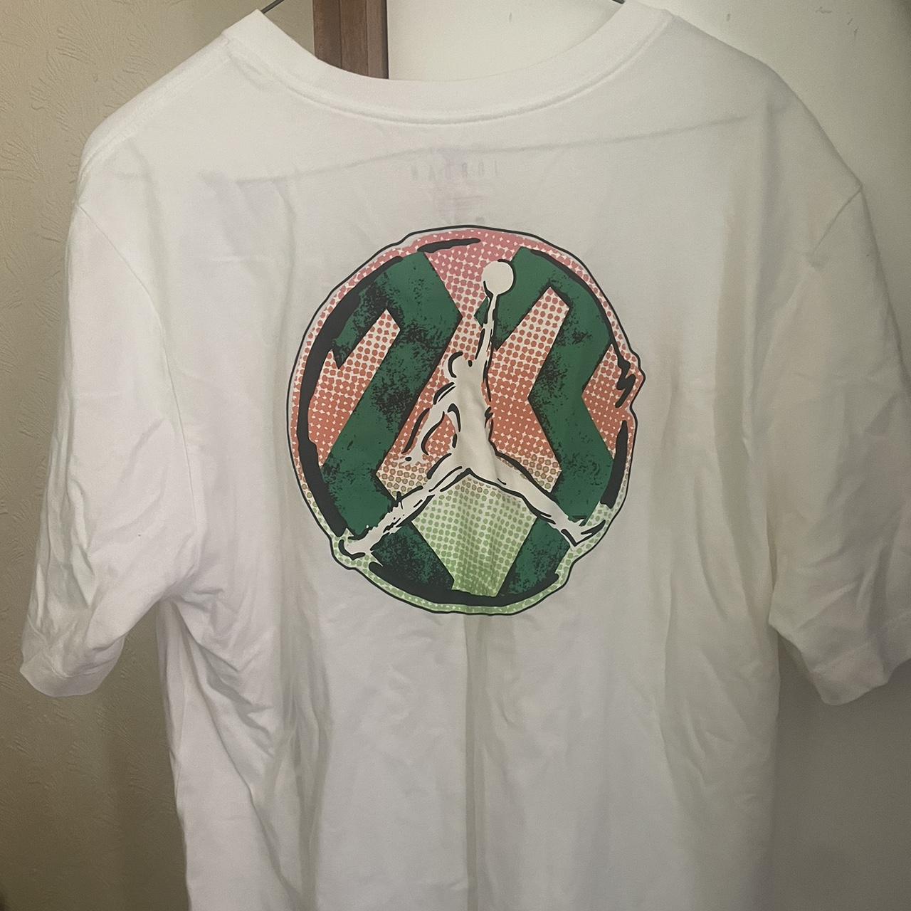 White Jordan T-Shirt. Front and Back Graphic. Brand... - Depop