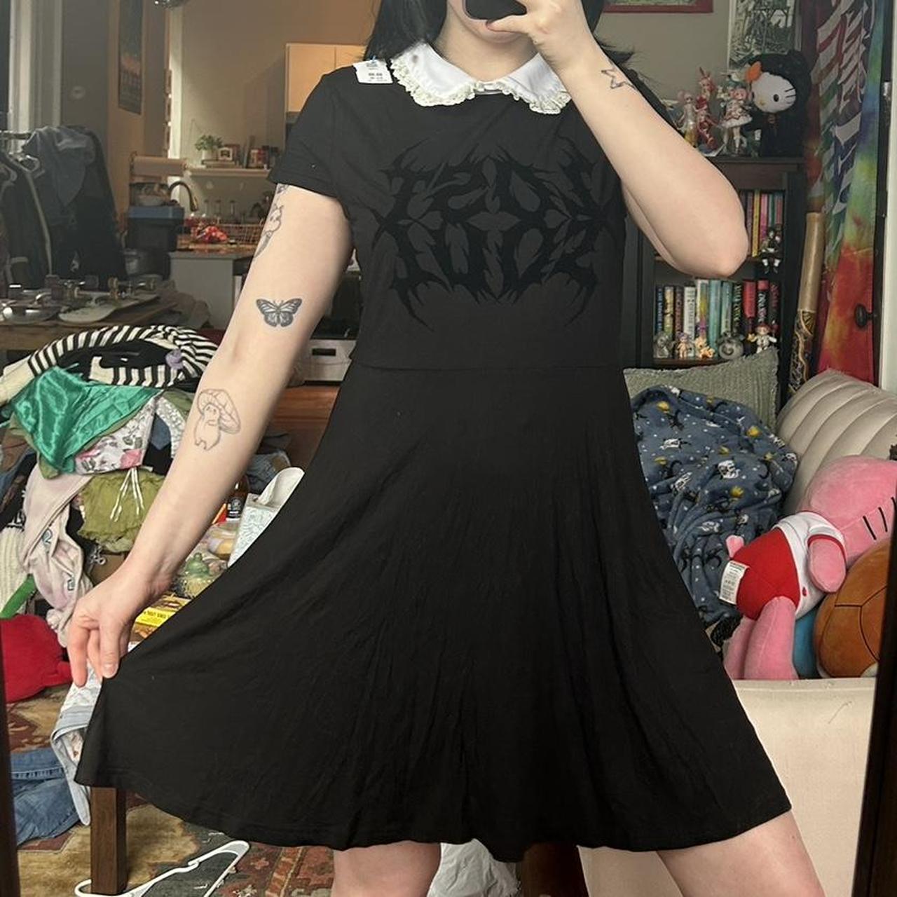 goth peter pan kill star dress wednesday adams... - Depop