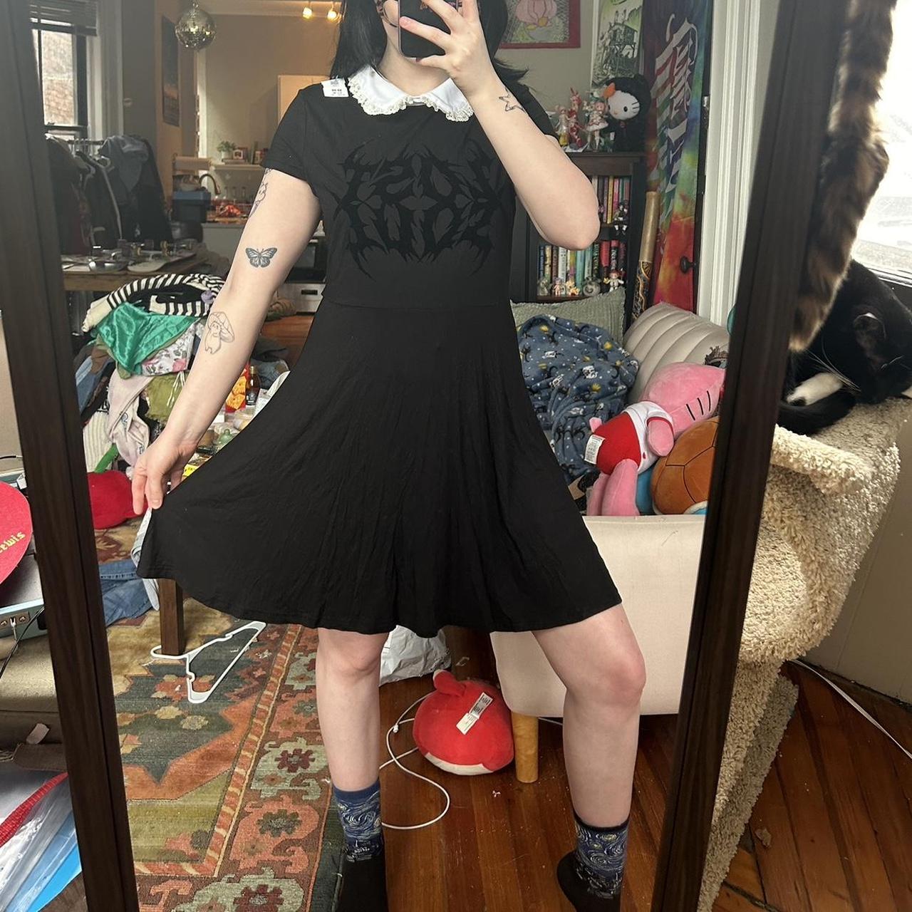 goth peter pan kill star dress wednesday adams... - Depop