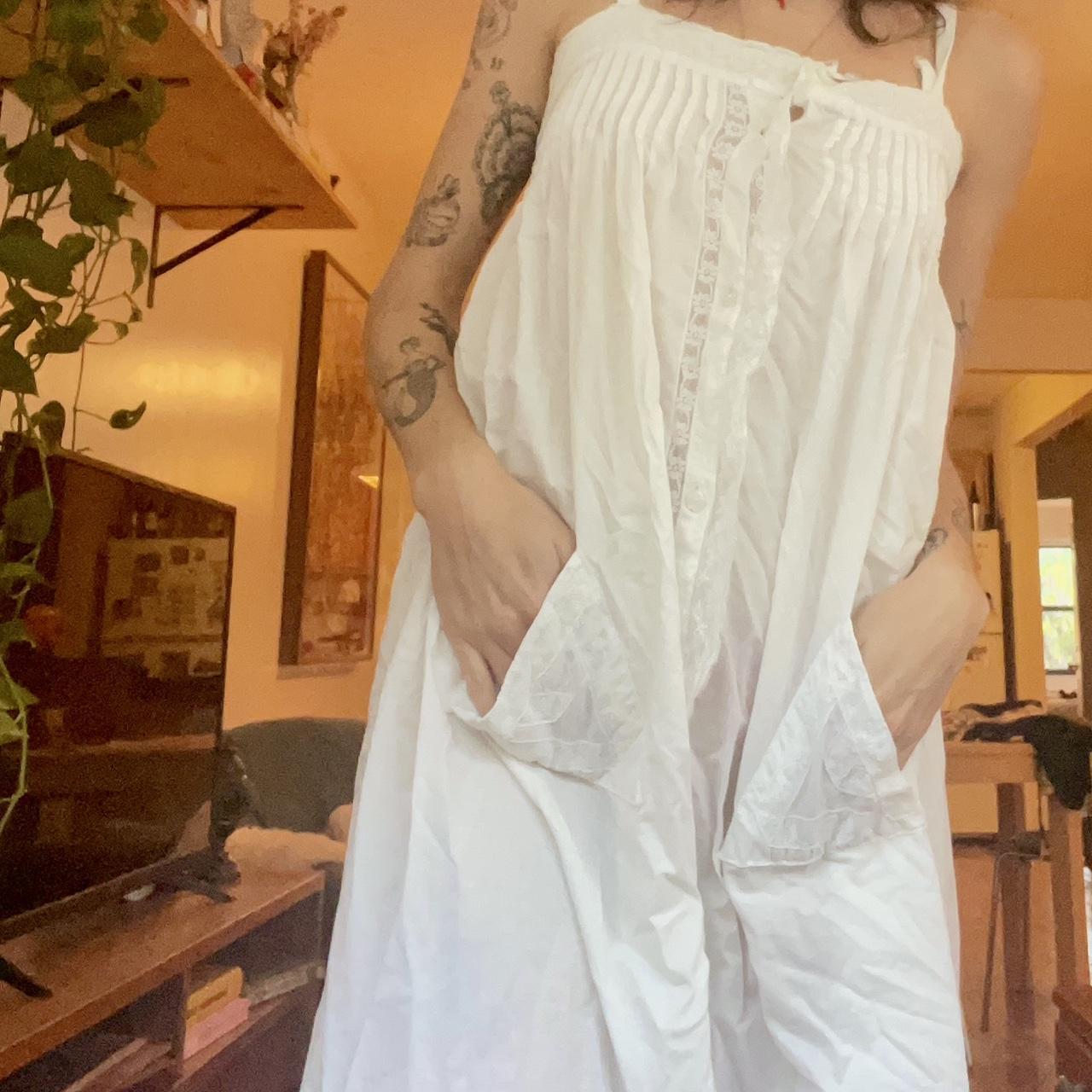 white maxi sundress - button up - poofy... - Depop