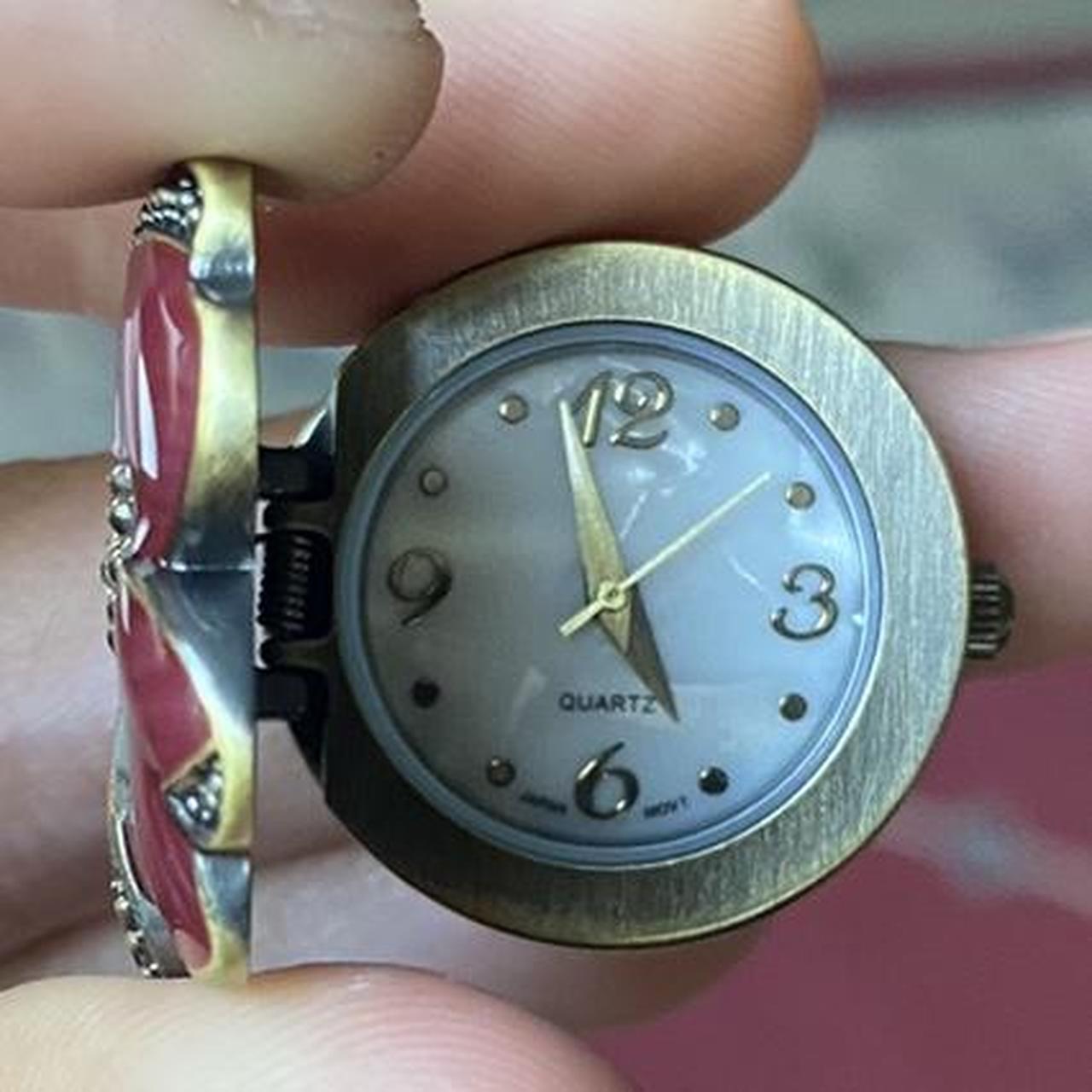 Vintage peekaboo watch ring Adorable purple flower... - Depop