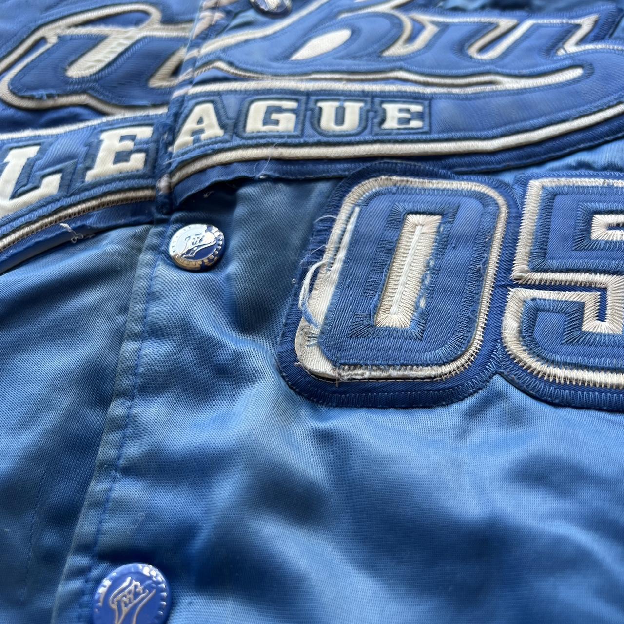 FUBU 05 Two Tone Varsity Satin Jacket Rare Blue Navy... - Depop