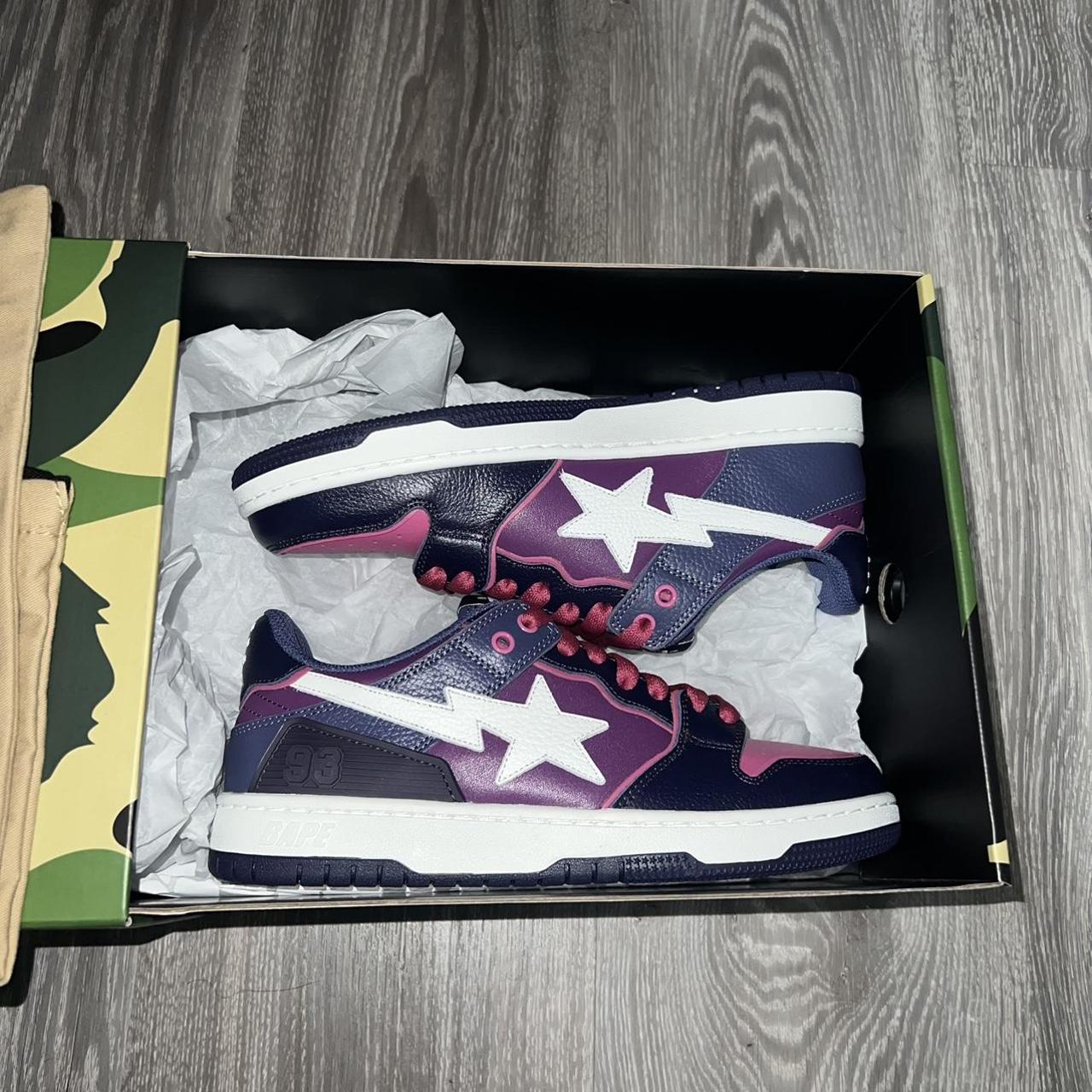 A BATHING APE BAPESTA ( authentic) PINK/PURPLE... - Depop