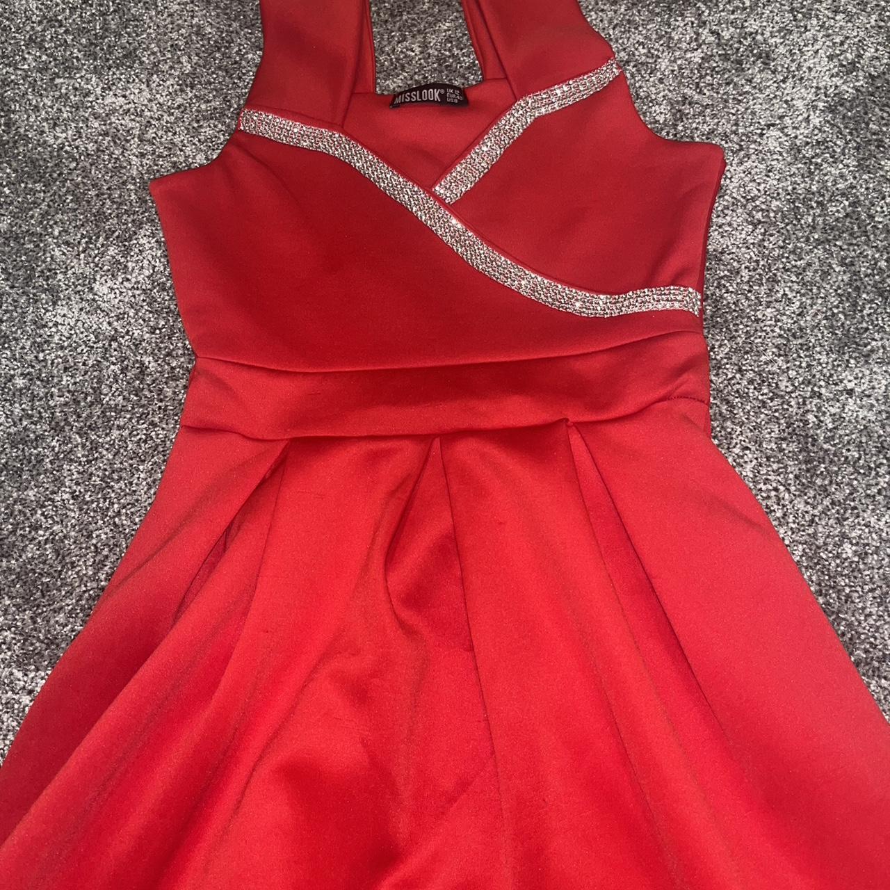 womans red and silver sparkle dress, worn once.... - Depop