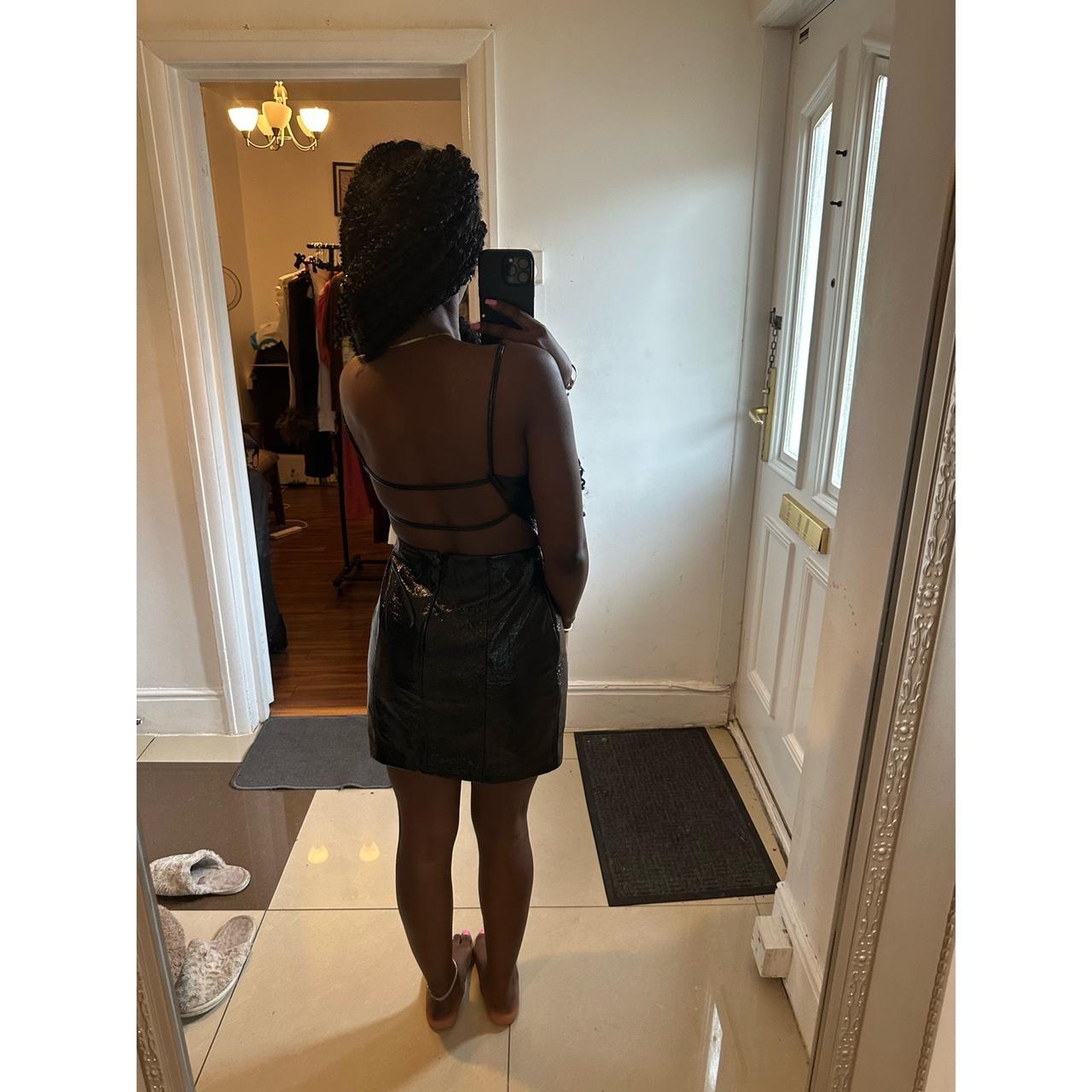 Topshop pvc patent black mini dress Has a popper... - Depop