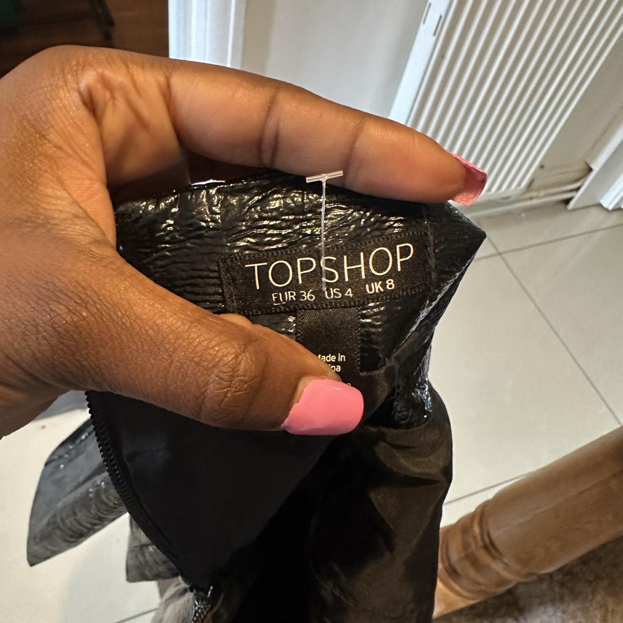 Topshop pvc patent black mini dress Has a popper... - Depop