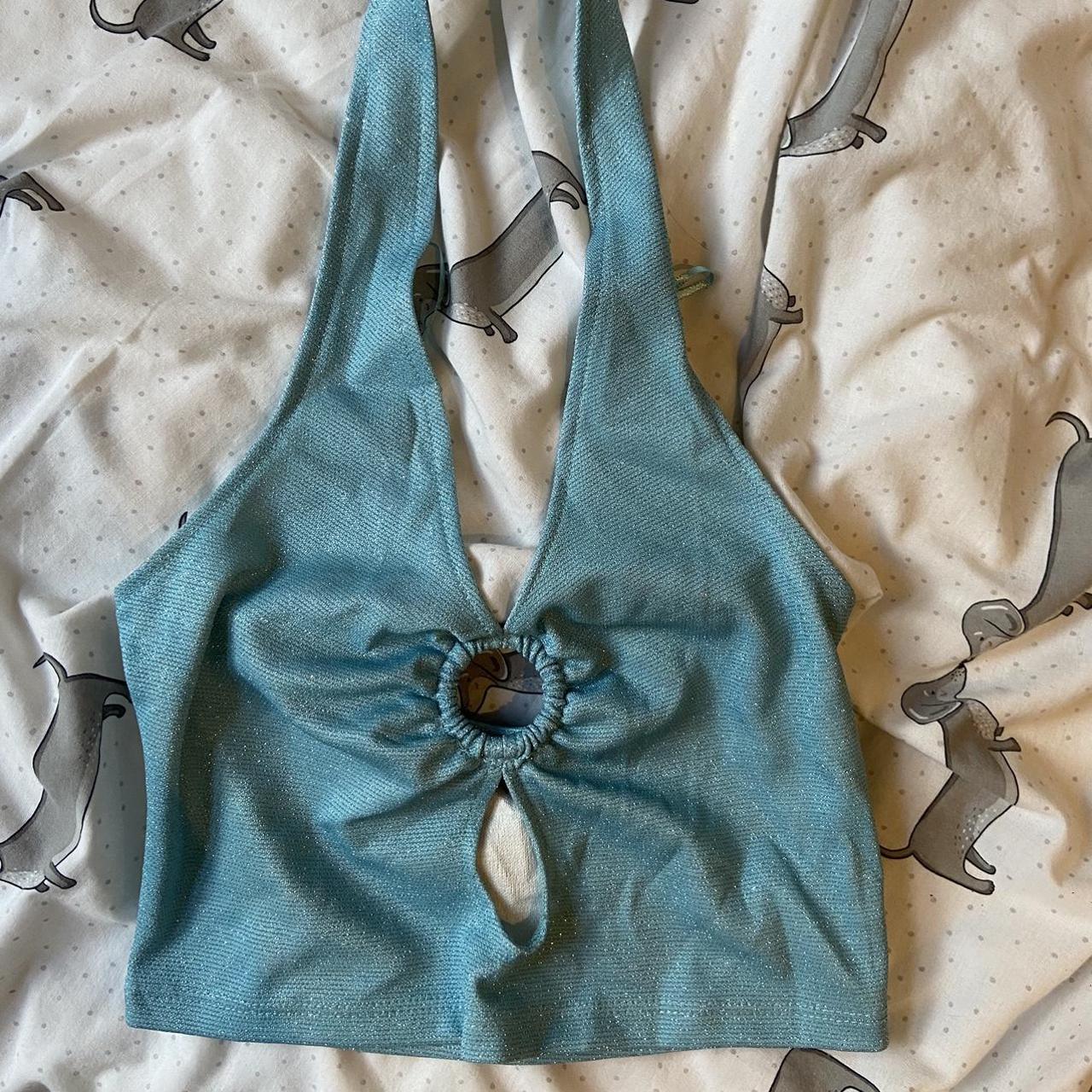 Sparkly blue halter top Super cute, bought for a... - Depop
