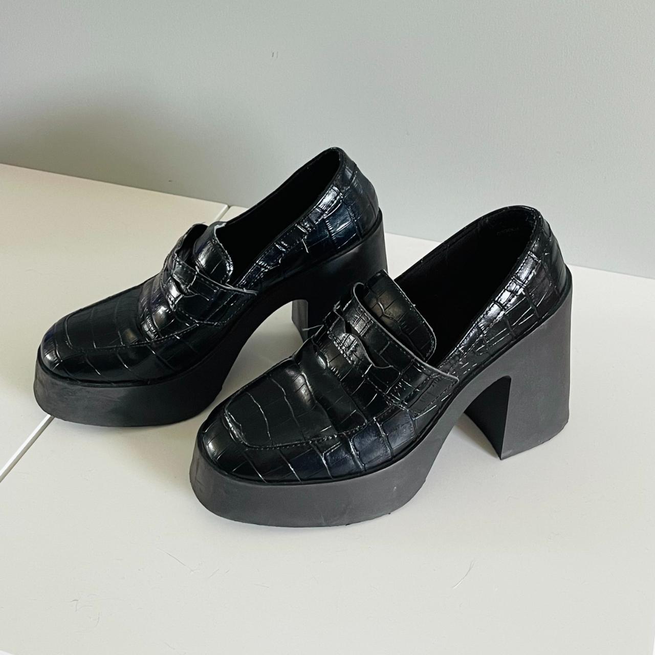 Asos Patent Croc Faux Leather Platform Loafers UK... - Depop