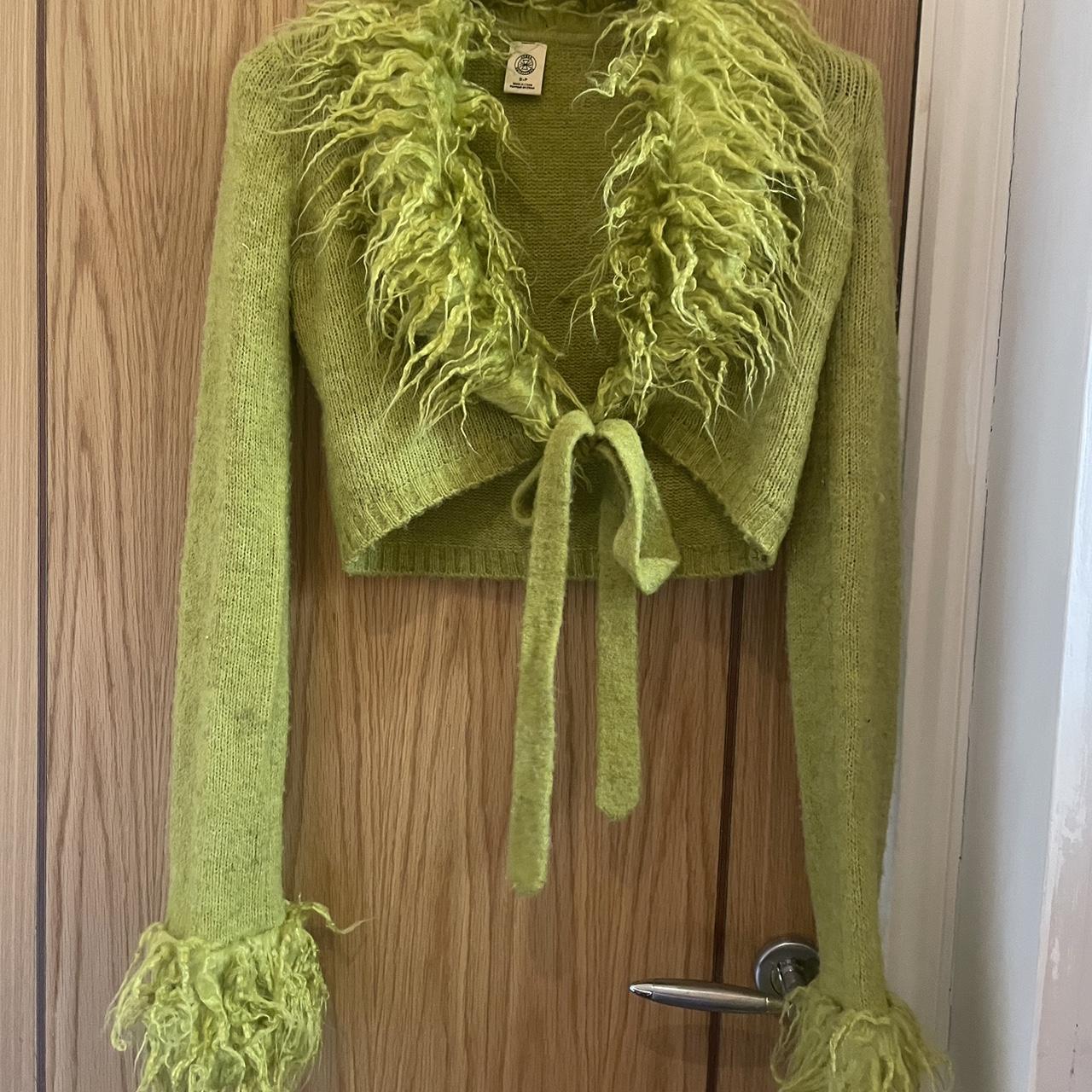 urban outfitters green afghan style cardigan in love... - Depop