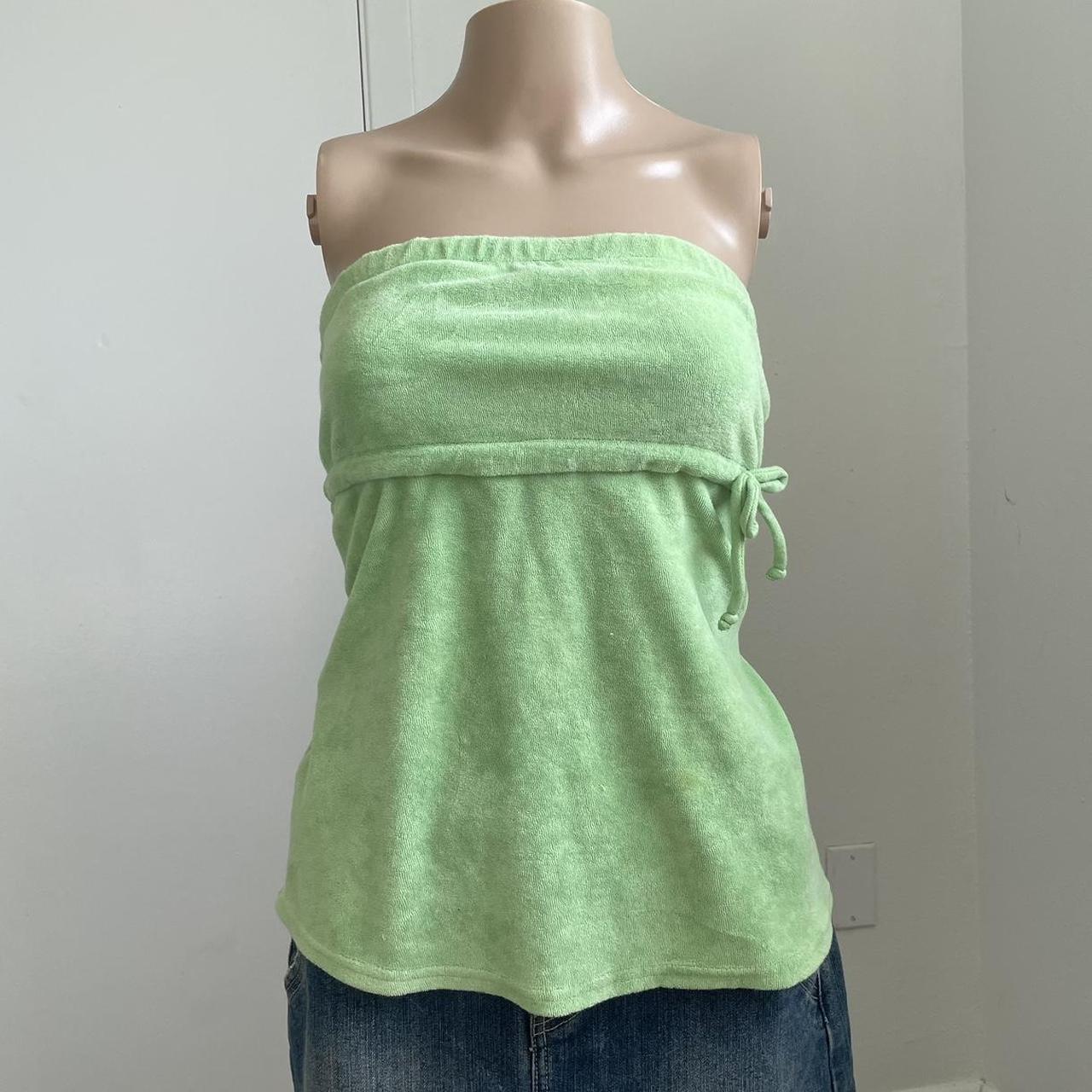 Early 2000s green terrycloth tube top🌸 Bust... | Depop