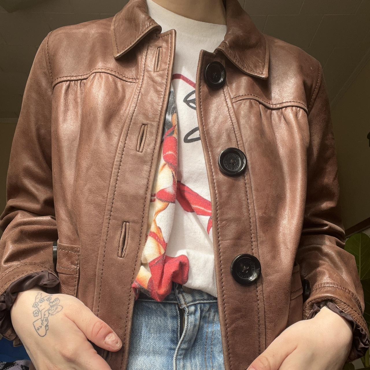 MK leather chore jacket Worn only once or twice! - Depop