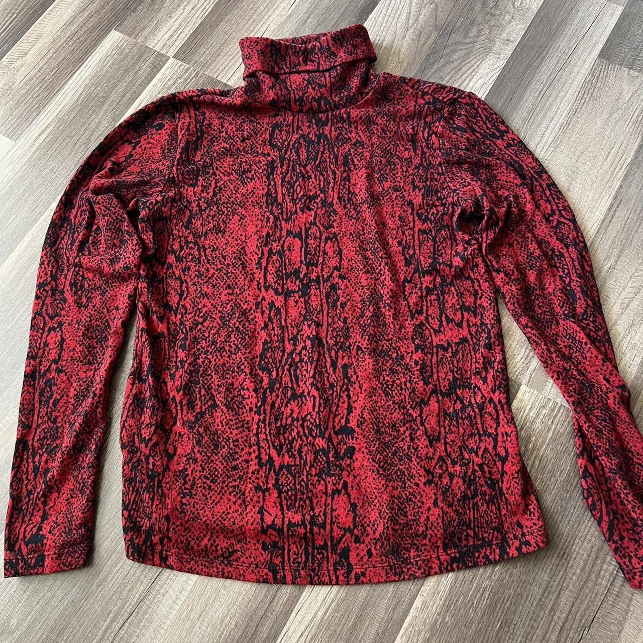 Red snake print turtleneck size small - Depop