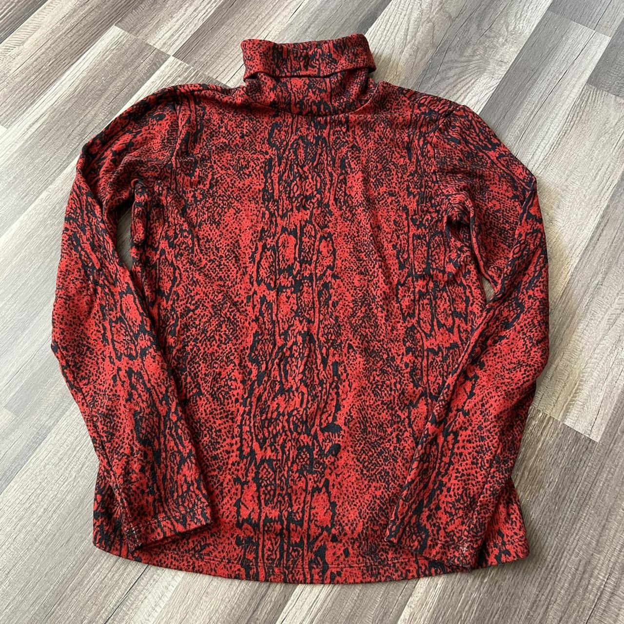 Red snake print turtleneck size small - Depop