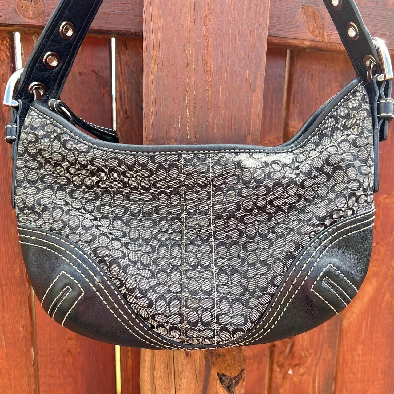 Coach Signature Small Black/Gray Canvas & Leather... - Depop