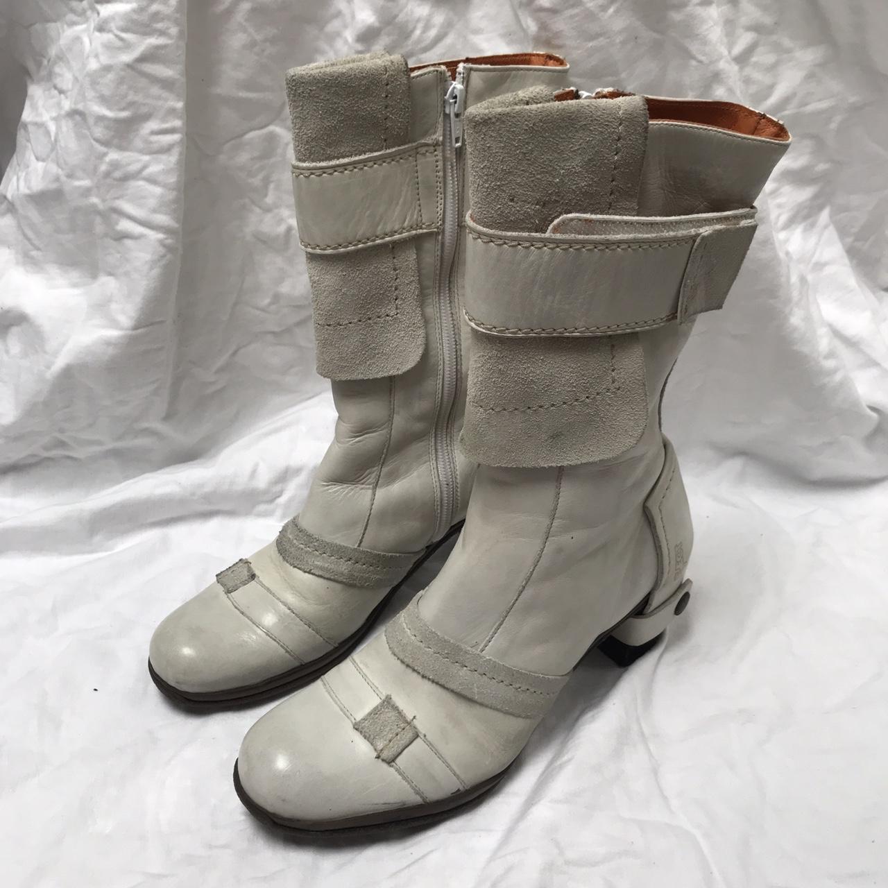 White leather & suede EJECT boots. Beautiful... - Depop
