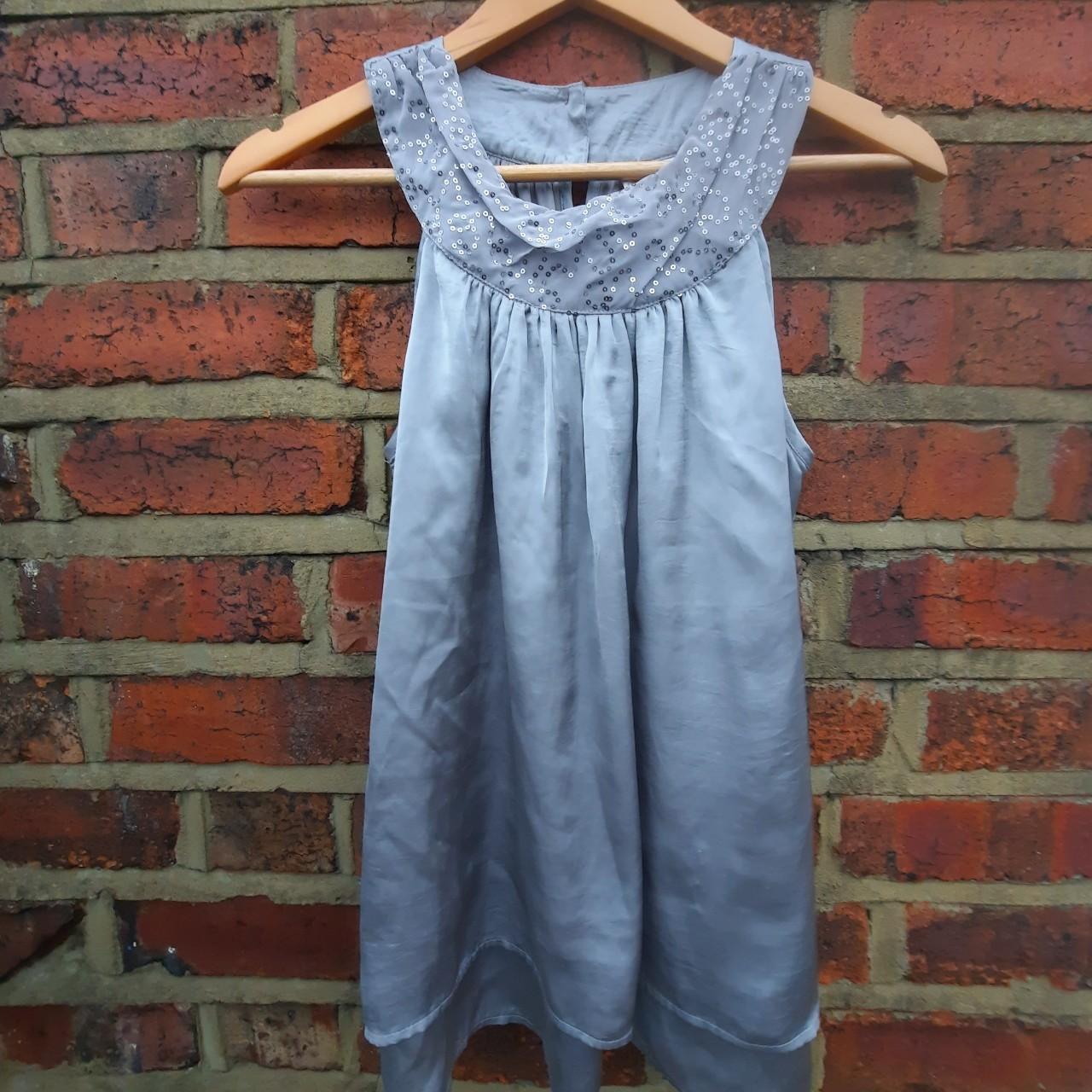 Silver sequin embellished party top. Sleeveless,... - Depop