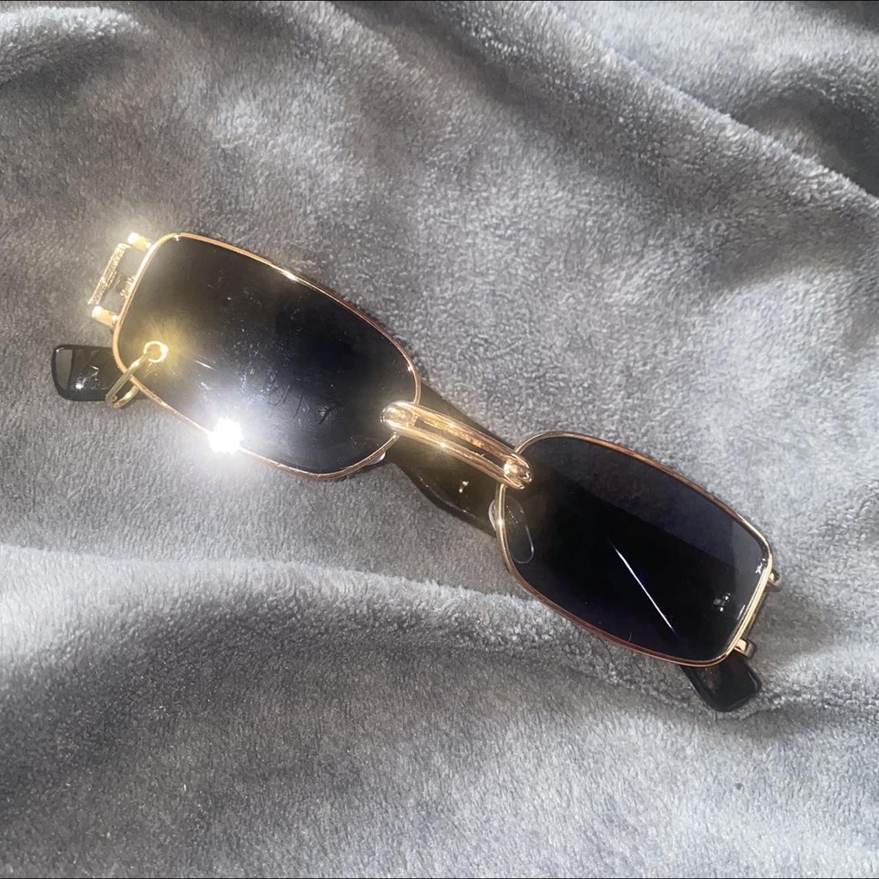 Black & gold rim hooped sunglasses 🖤 Quirky unique... - Depop