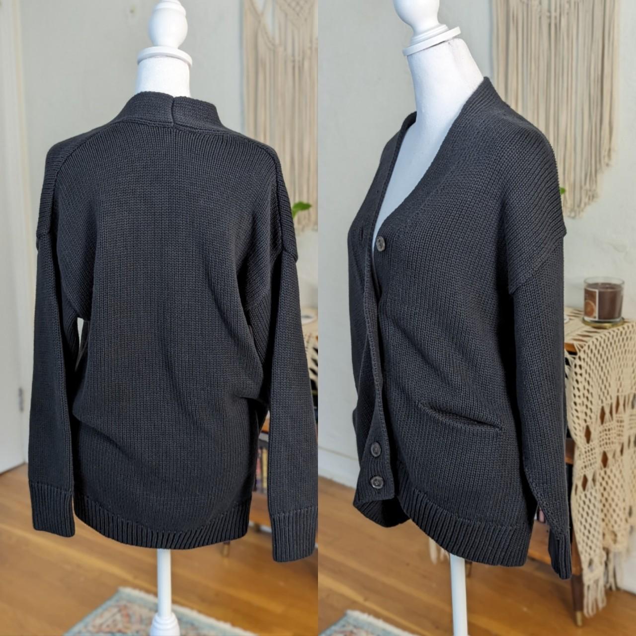 Black knit cardigan Chunky black cardigan sweater... - Depop