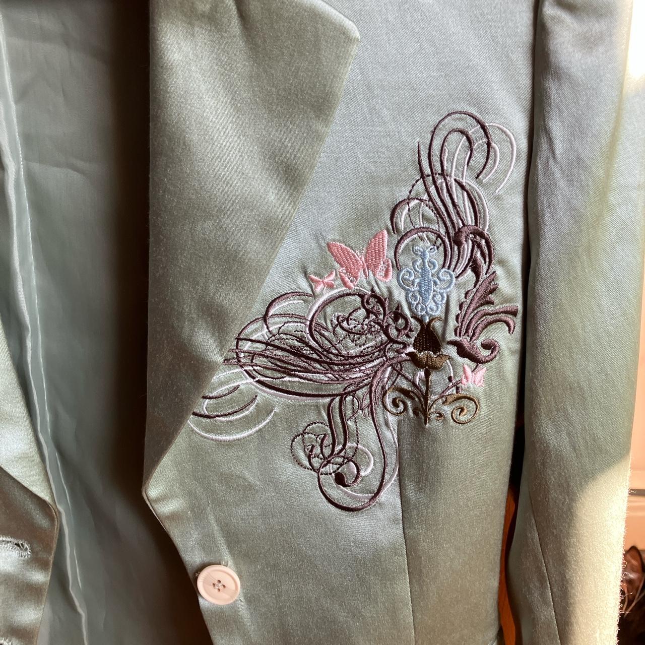 Vila Clothes Satin Blazer - Sage green satin... - Depop