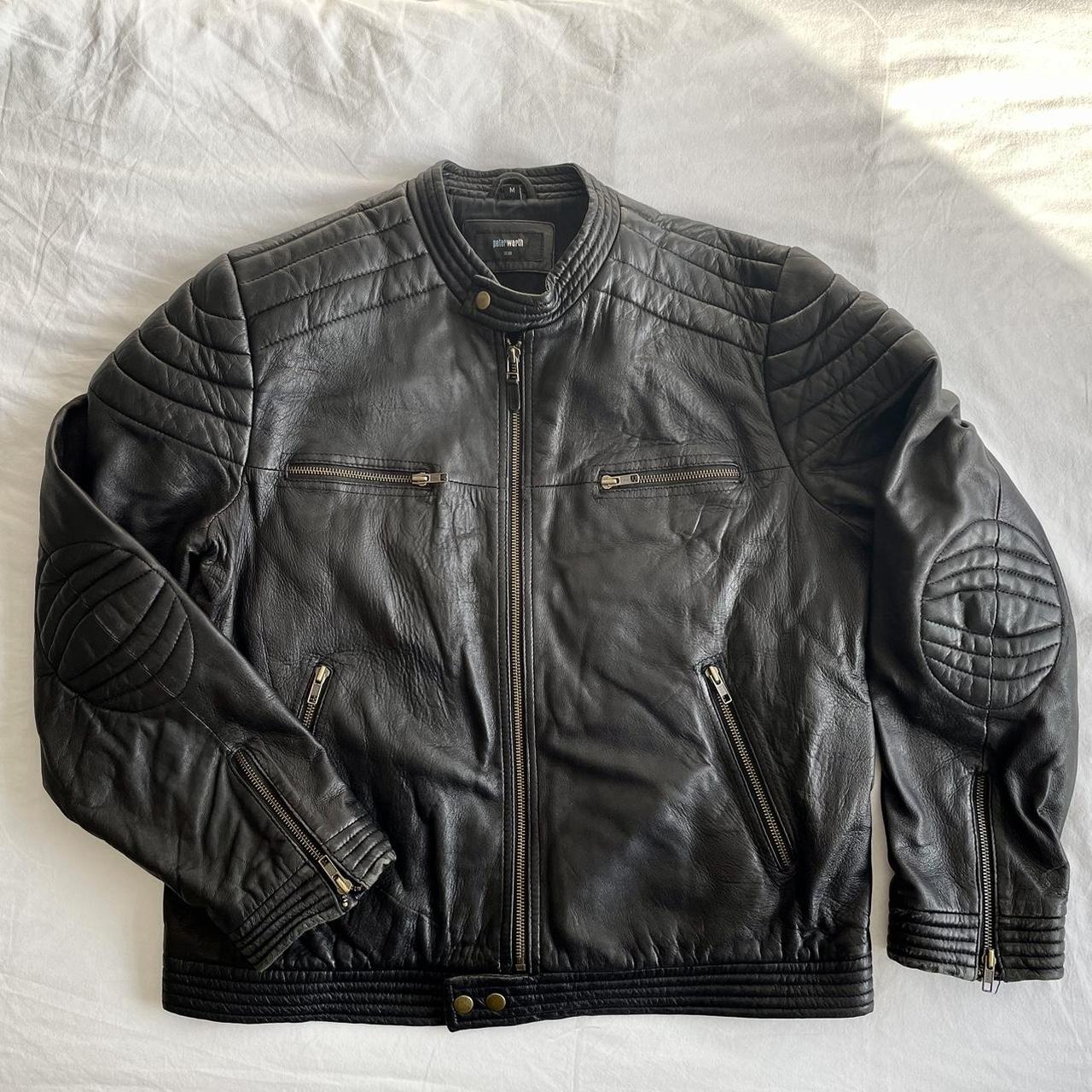 Peter Werth Black Real Leather Biker Jacket 🐦‍⬛ Size... - Depop