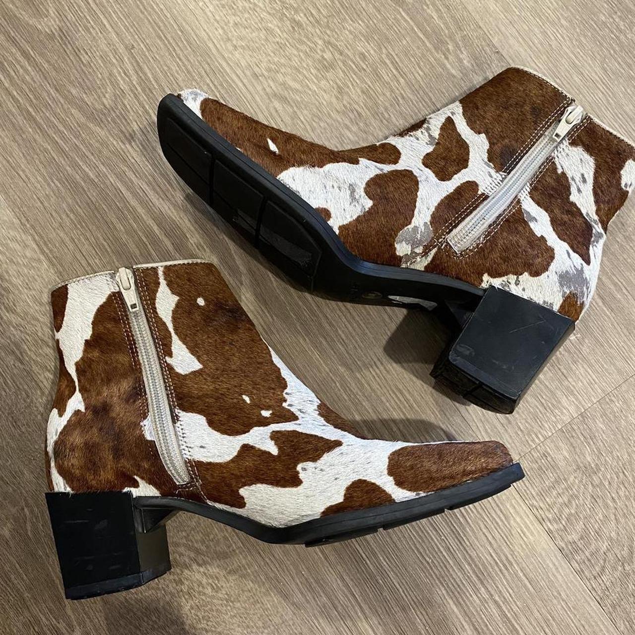 insane cow print chelsea boots 🐮 these brown and... - Depop
