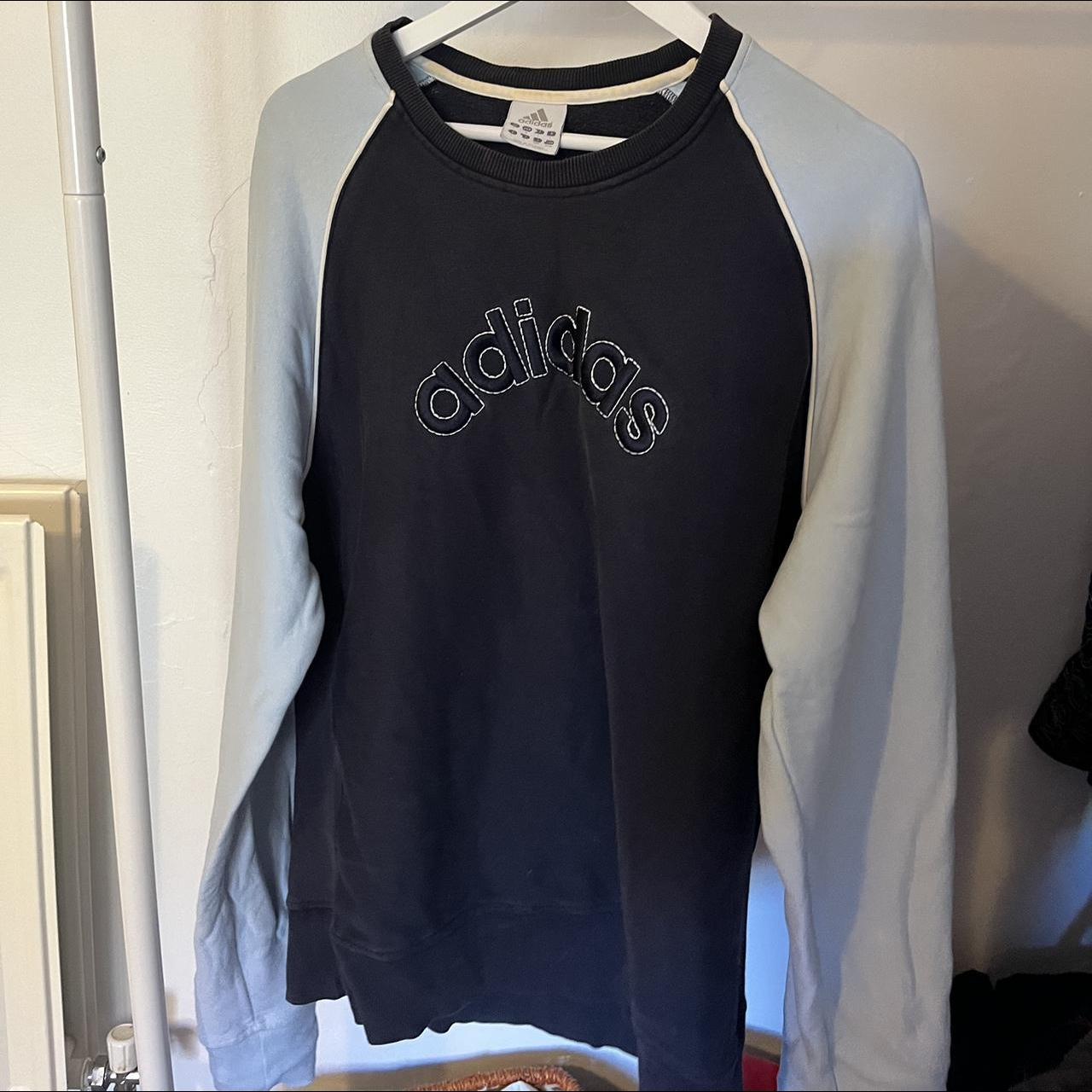 Vintage dual colour adidas crew neck jumper Size... - Depop