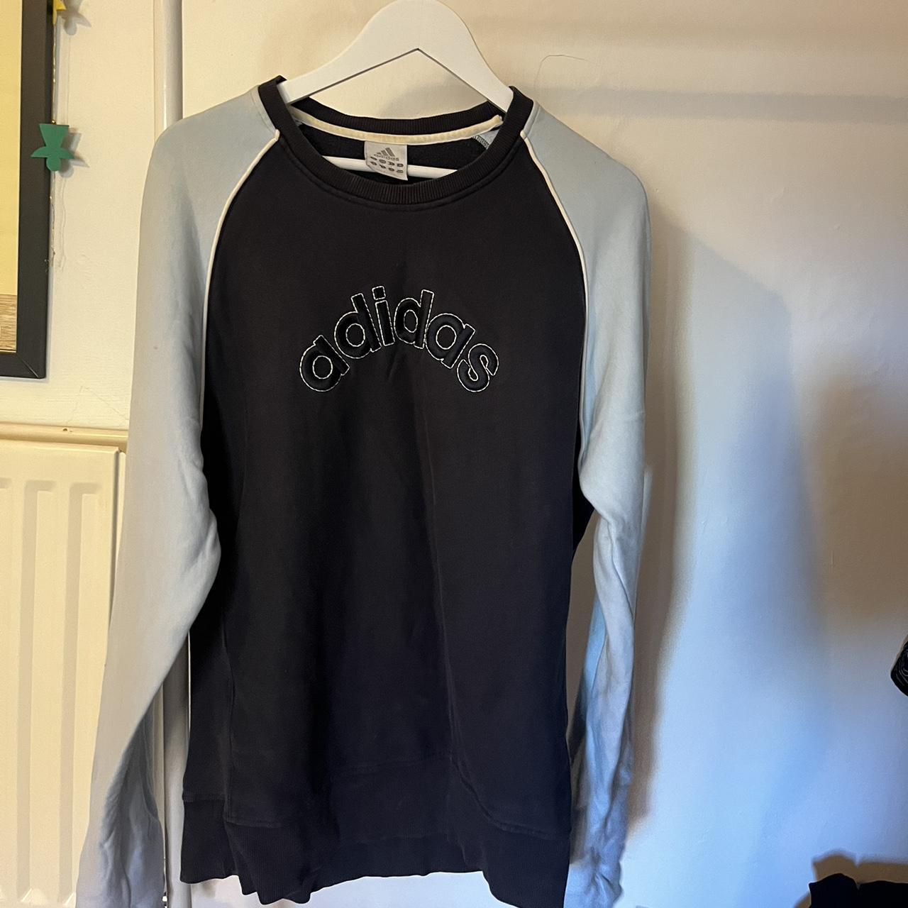 Vintage dual colour adidas crew neck jumper Size... - Depop