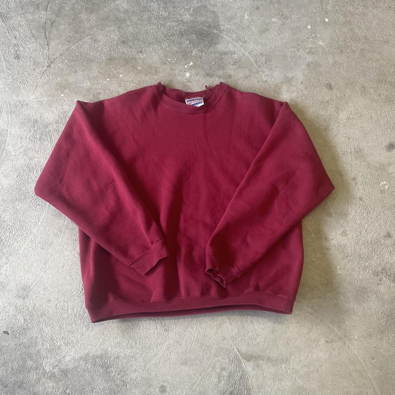 large boxy red crewneck boxy fit heavyweight... - Depop