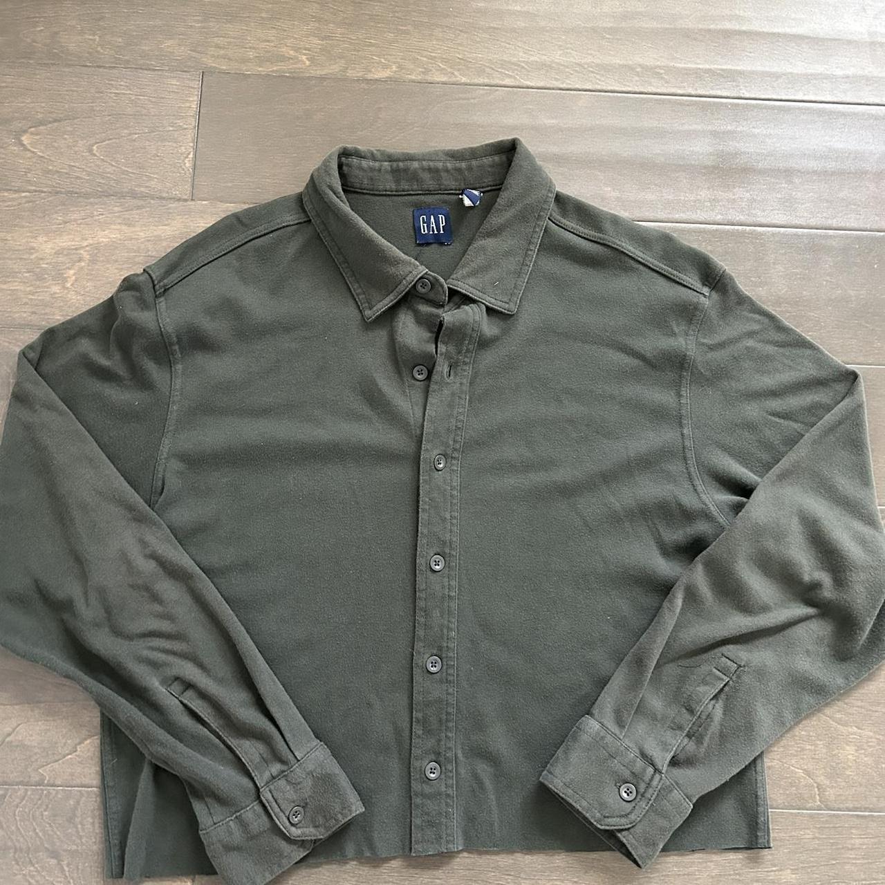 vintage cropped button up men's shirt hand cropped... - Depop