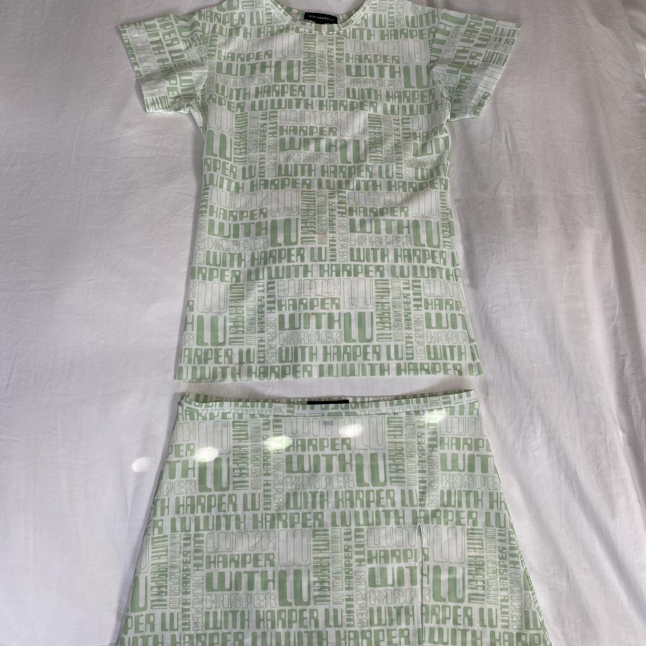 With Harper Lu monogram set pistachio. Size XS top... - Depop