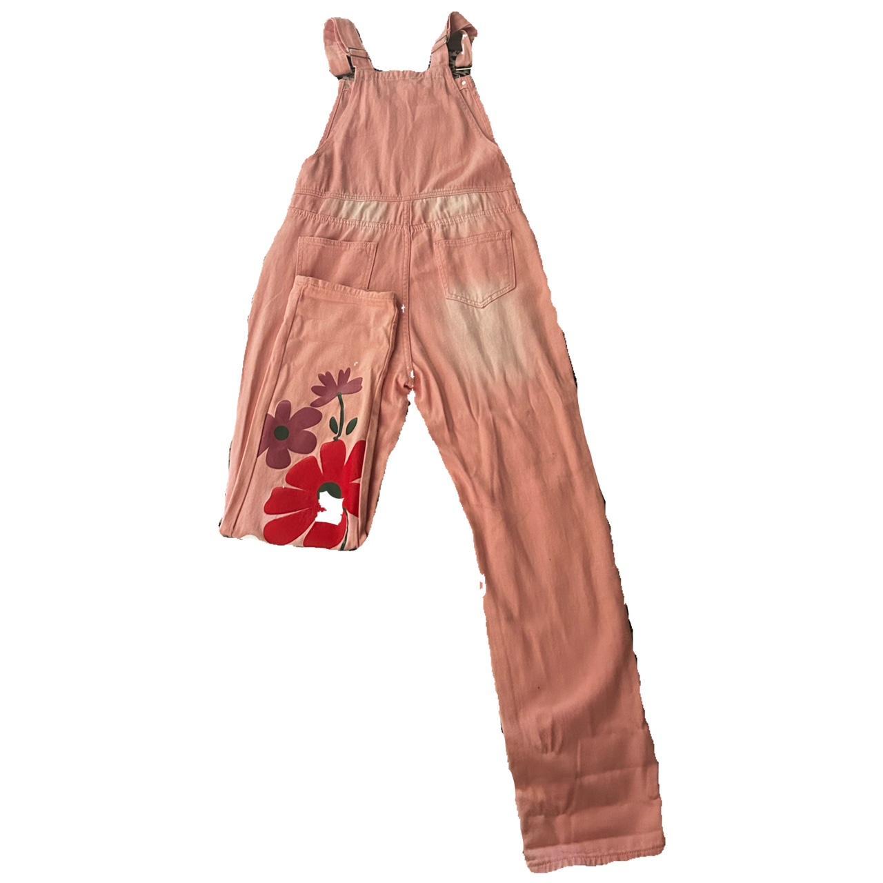 Cute floral baby pink overalls Size: youth... - Depop