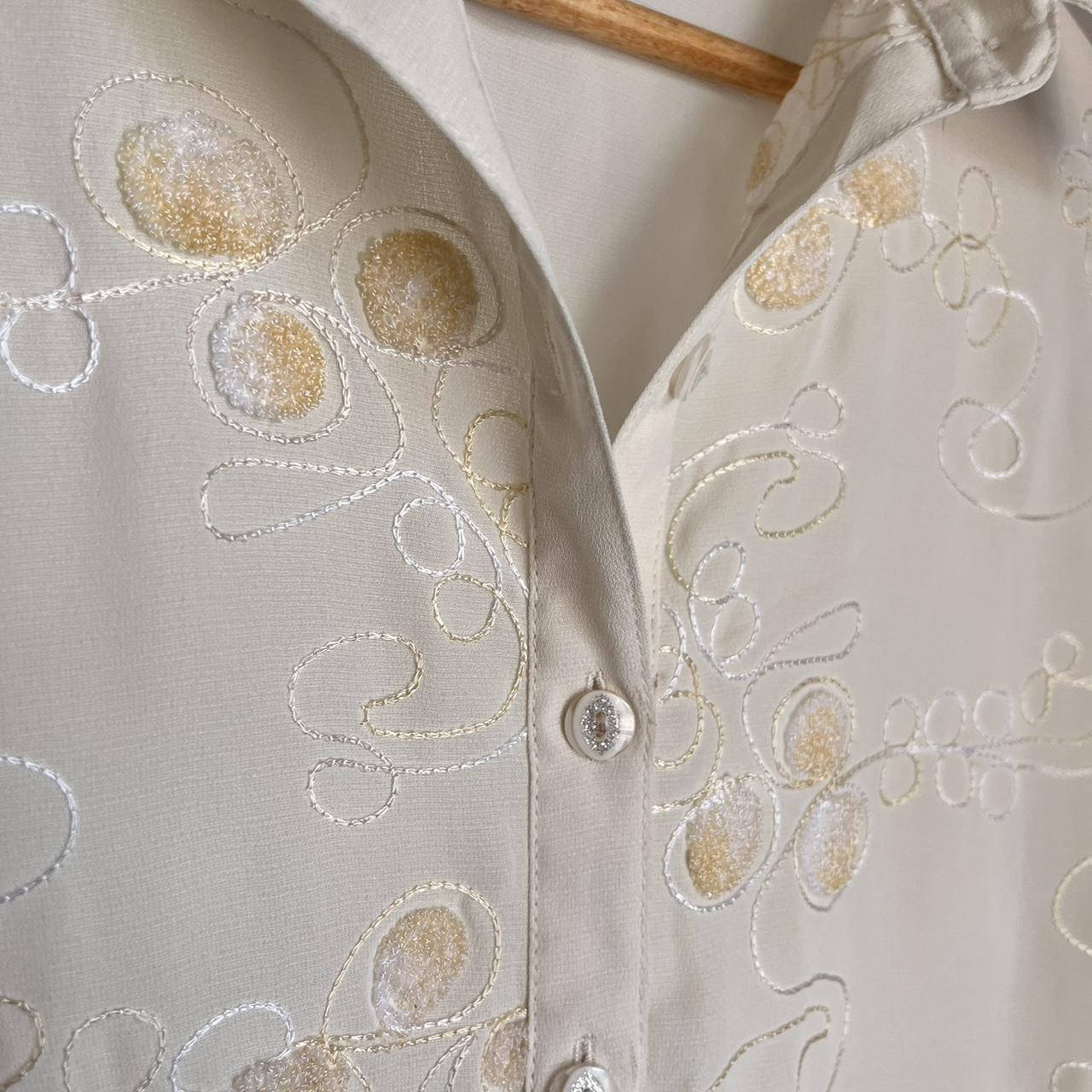 Cute embroidered sheer button up blouse 🌟 Small... - Depop