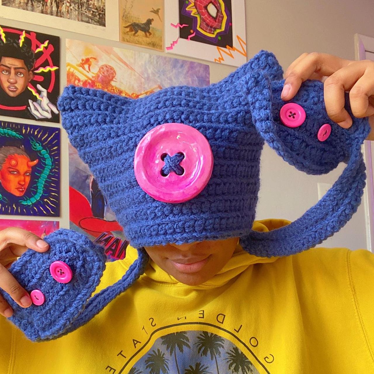 🌀Coraline squid hat🌀 Hand crocheted squid hat from... - Depop