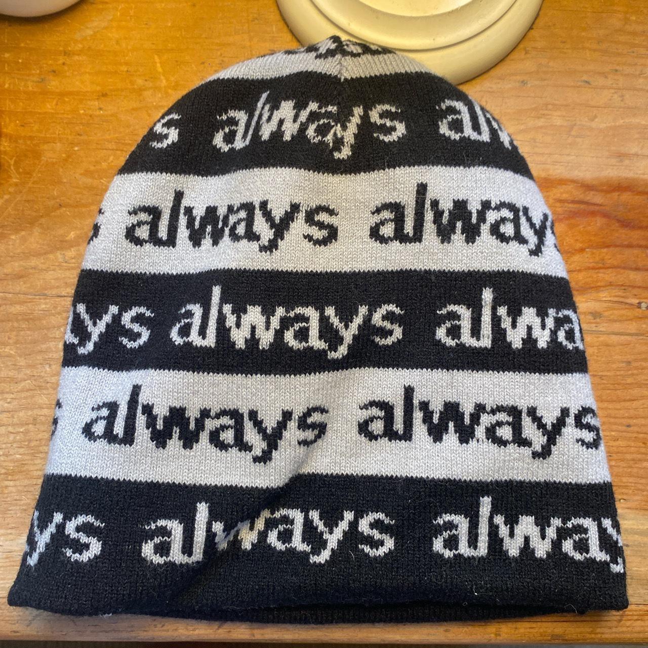 black and grey reversible adwysd beanie. never worn,... - Depop