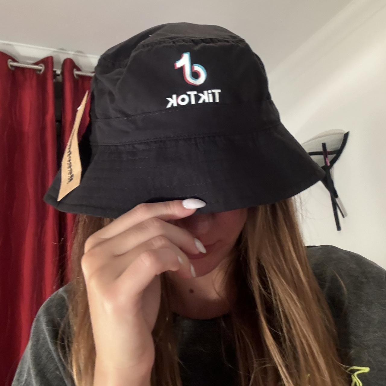 Black tik tok bucket hat Have two available... | Depop