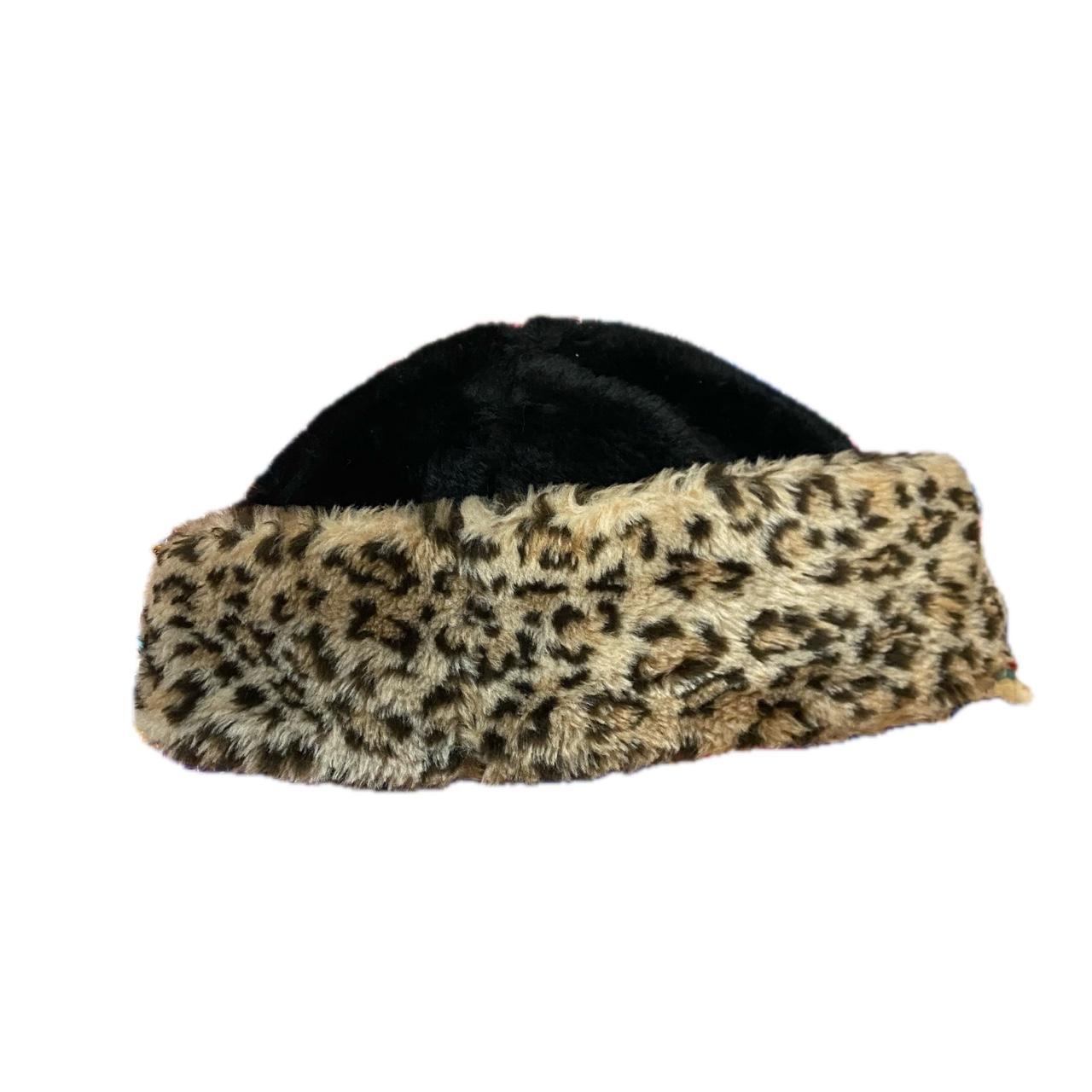 Women’s fuzzy cheetah print hat so furry so adorable... - Depop