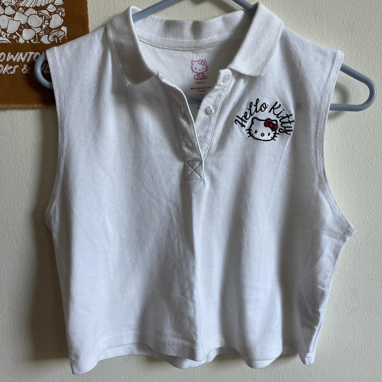 Hello kitty polo collared cropped tank top! Original... - Depop
