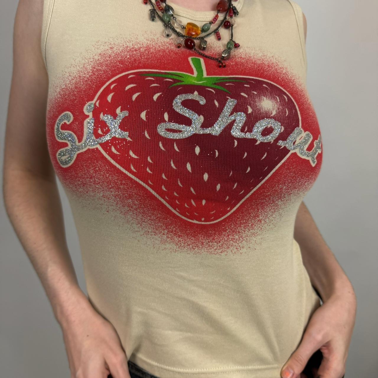 CREAM RED GRAPHIC TANK early 00s dead stock new... - Depop