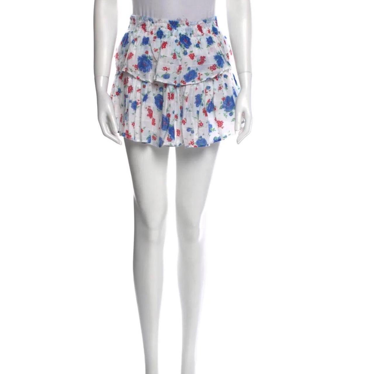 LoveShackFancy Red White and Blue Ruffle Mini Skirt,... | Depop