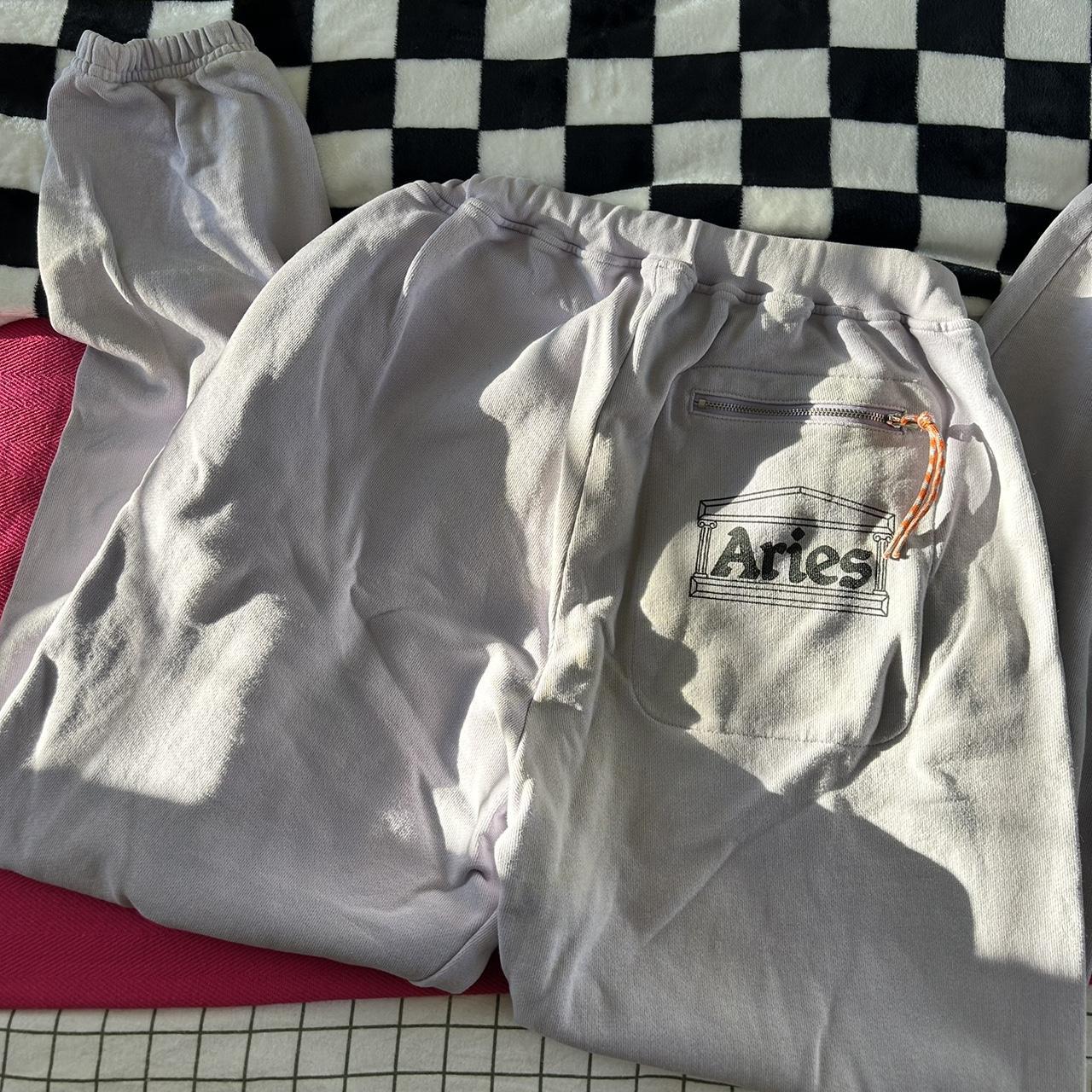 Lilac Aries joggers Random light street stains as... - Depop
