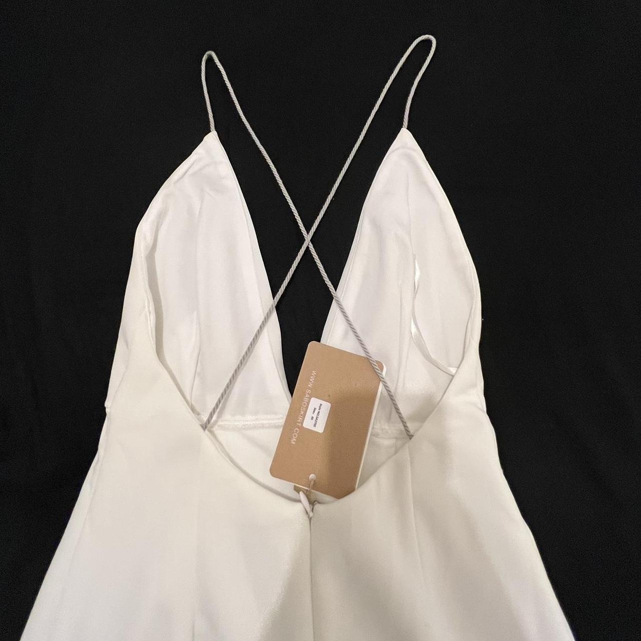 White low back split hem dress. Never worn brand new... - Depop