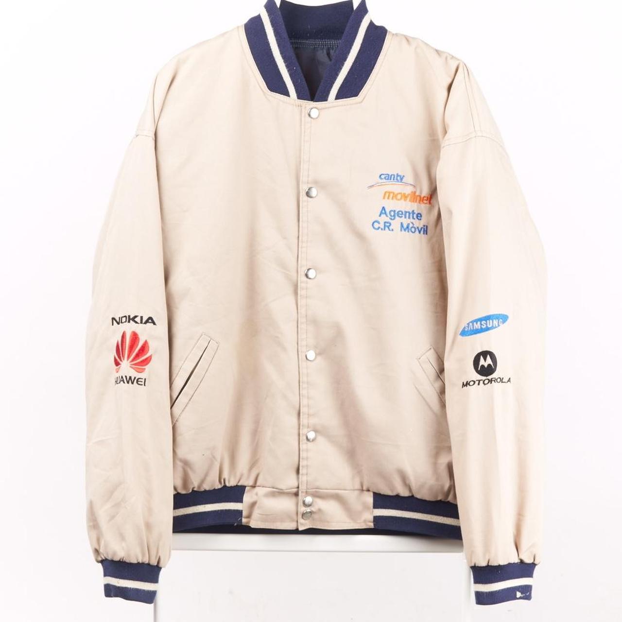 NASCAR Baseball Varsity Jacket Cream Large With... - Depop