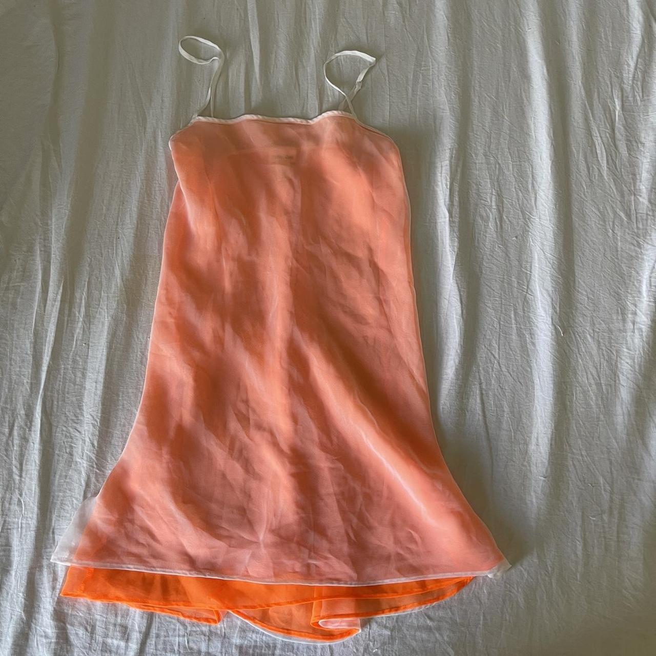 Orange Calvin Klein lined slip dress Size S Let... - Depop