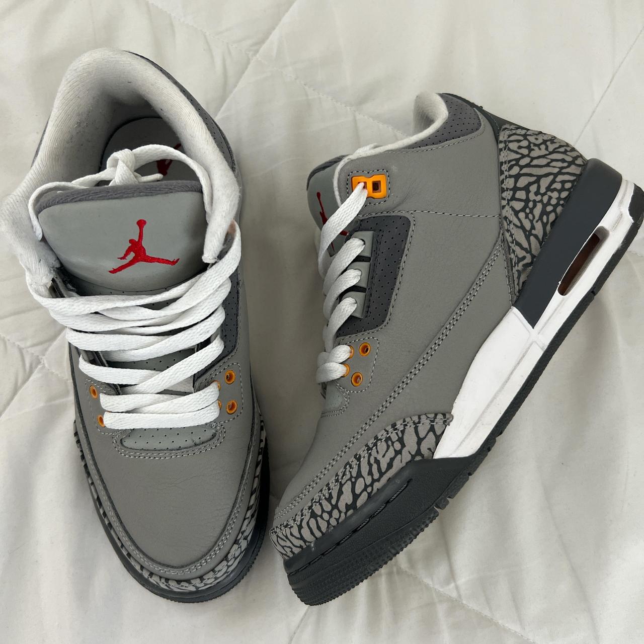 cool grey jordan 3s, youth size 6, box included,... - Depop