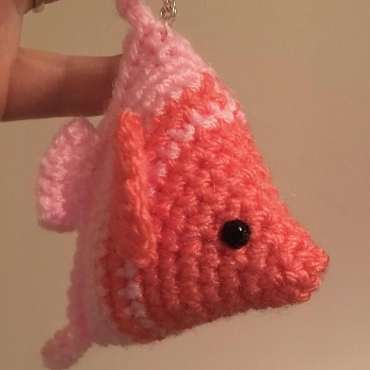Pink angel fish plushie keyring *super cute... - Depop