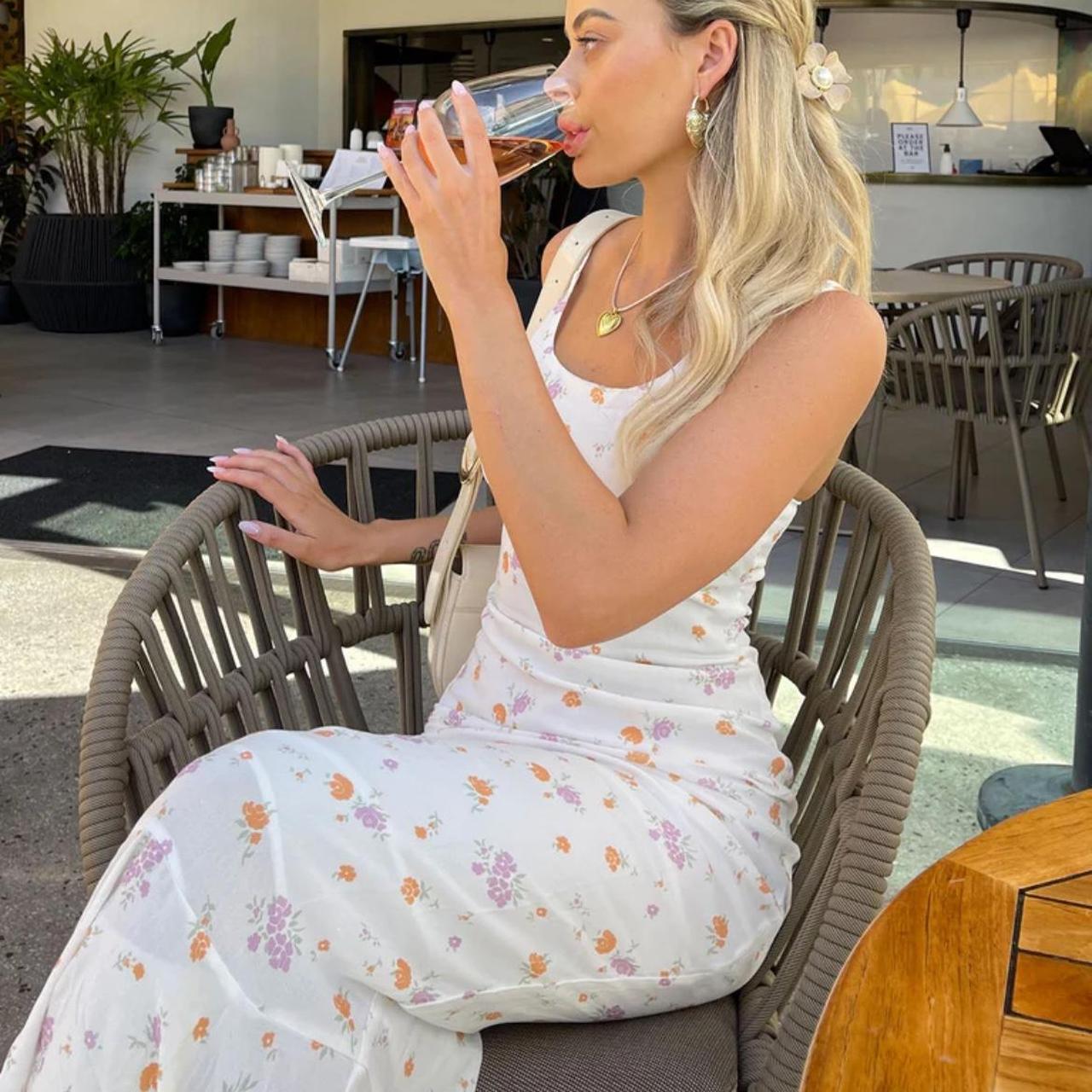 🌸 Princess Polly Curtis Maxi Dress in White Floral,... - Depop